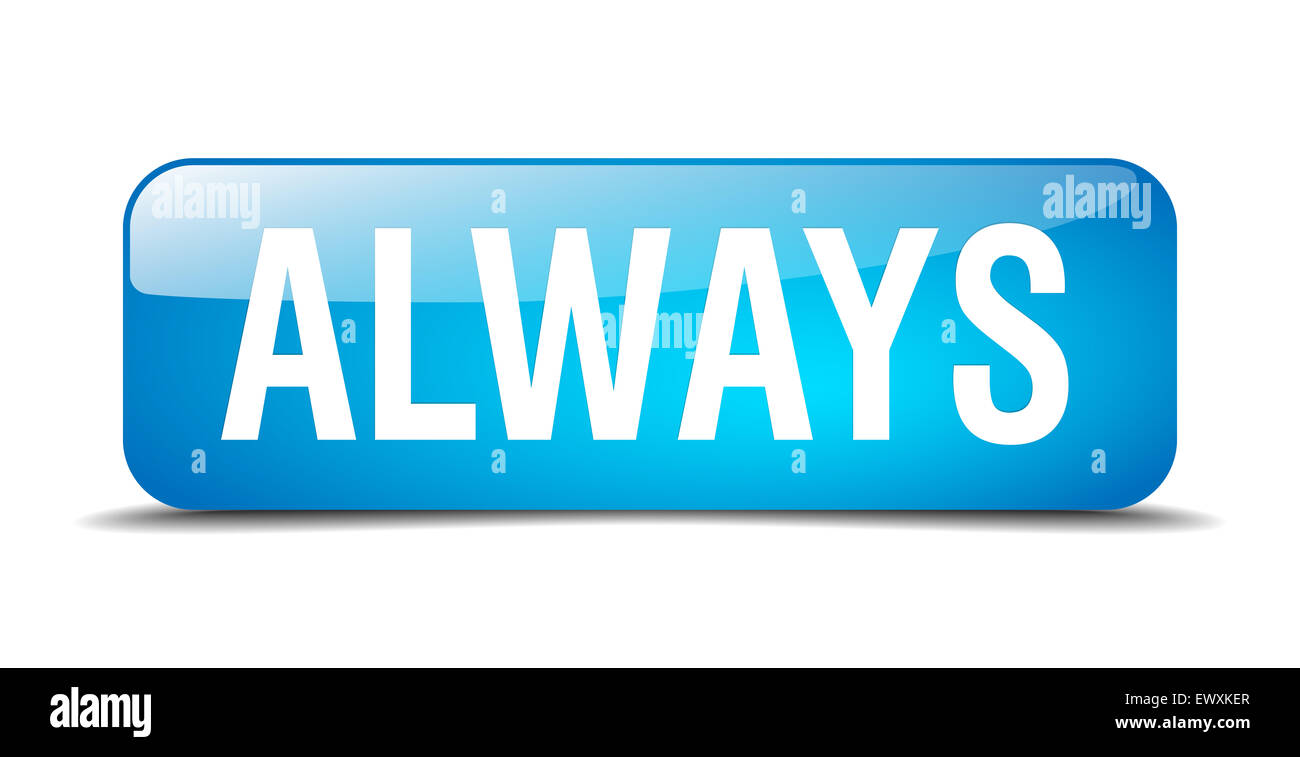 always blue square 3d realistic isolated web button Stock Photo - Alamy