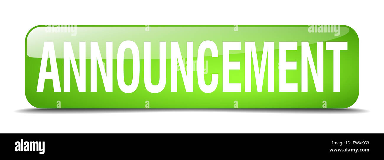 announcement green square 3d realistic isolated web button Stock Photo ...