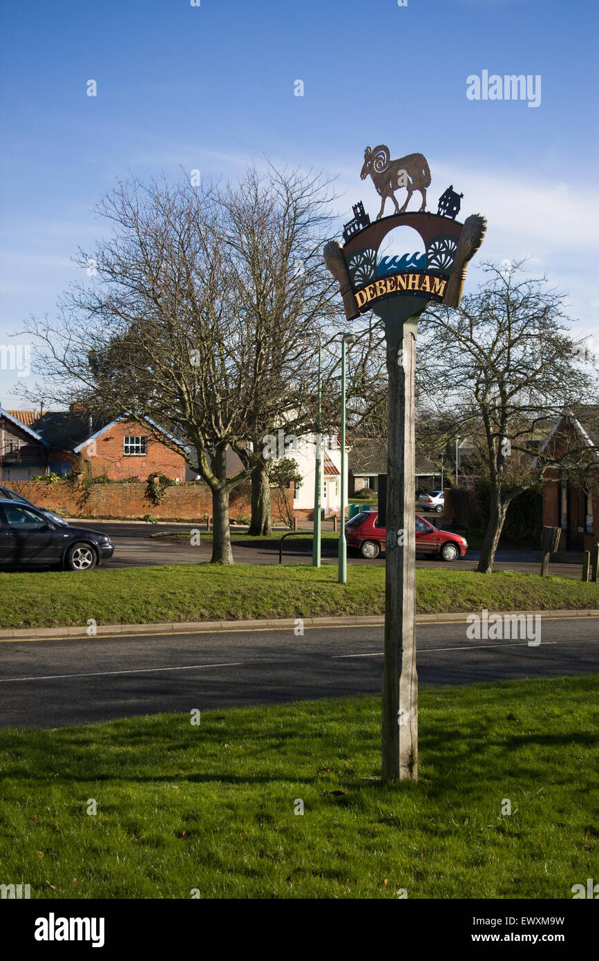 Town sign in Debenham Stock Photo - Alamy