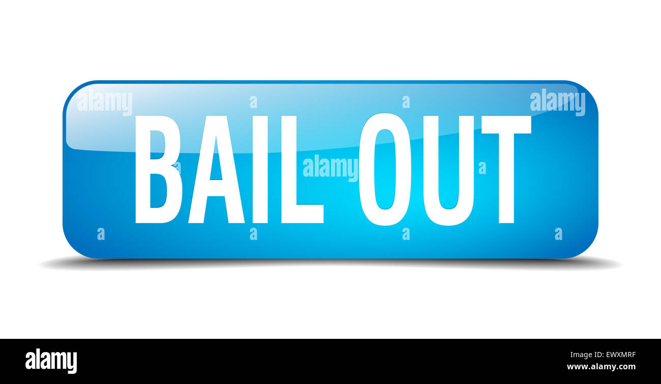 bail out blue square 3d realistic isolated web button Stock Photo - Alamy