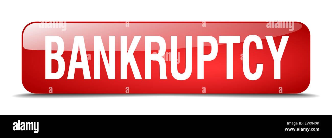 bankruptcy red square 3d realistic isolated web button Stock Photo - Alamy