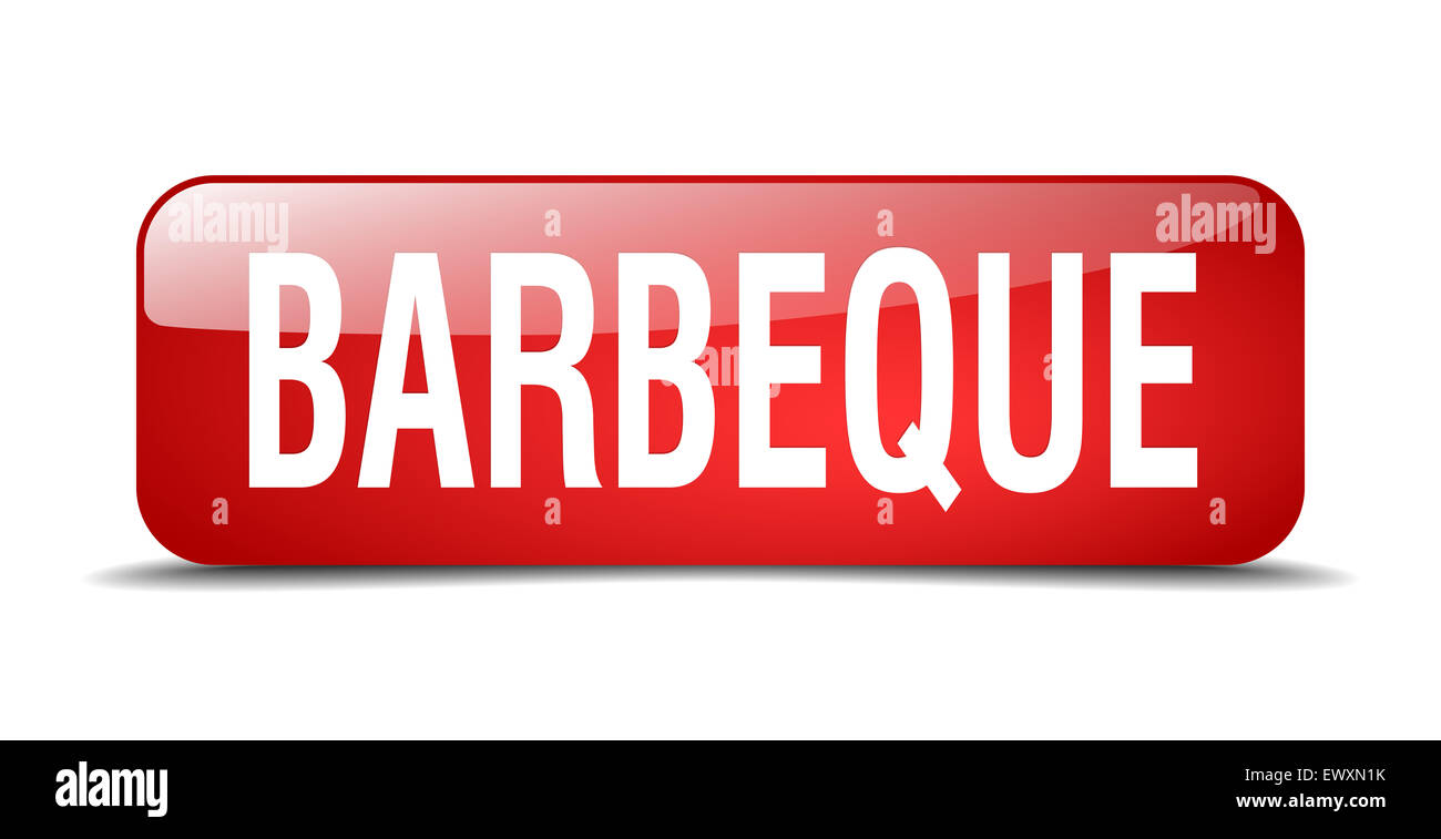 barbeque red square 3d realistic isolated web button Stock Photo - Alamy