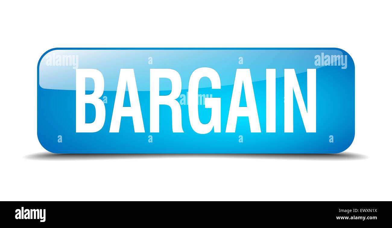 bargain blue square 3d realistic isolated web button Stock Photo - Alamy