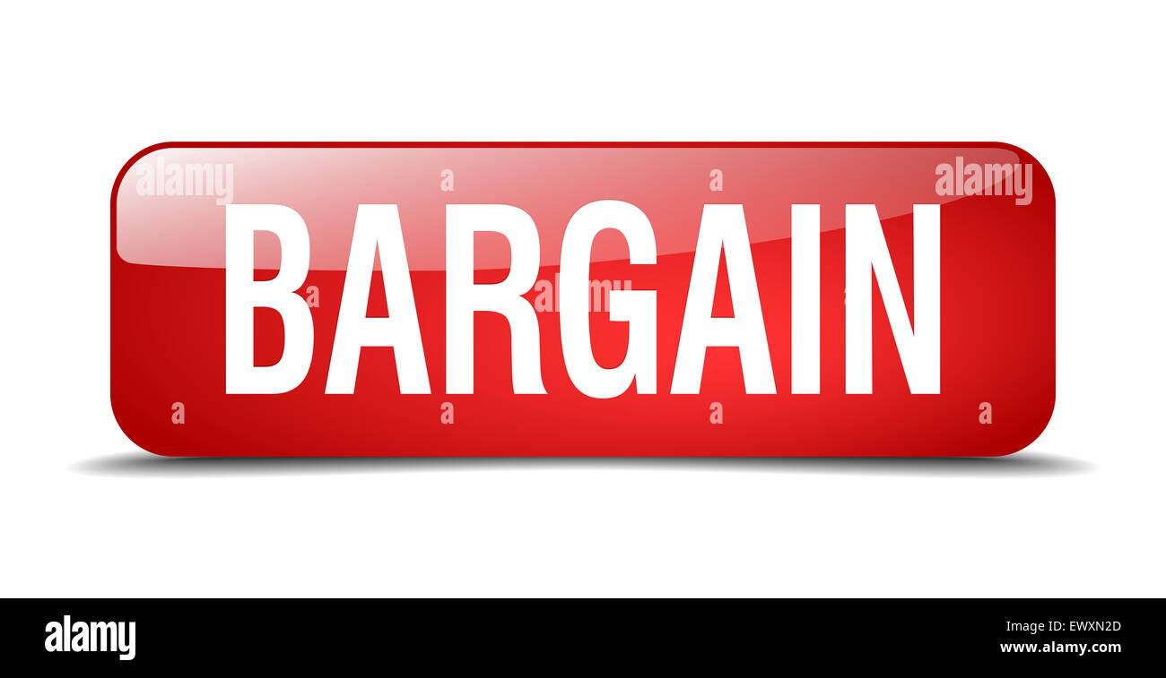 bargain red square 3d realistic isolated web button Stock Photo - Alamy