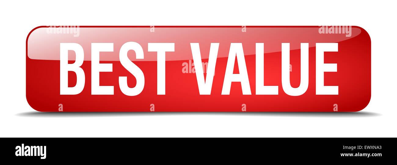 best value red square 3d realistic isolated web button Stock Photo - Alamy