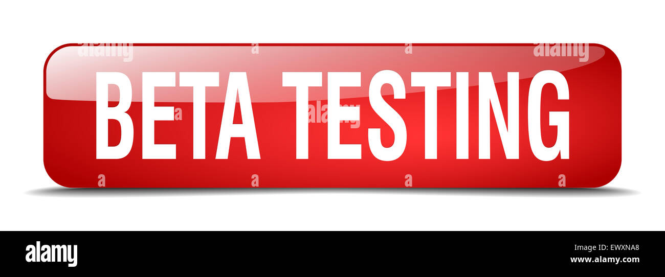beta testing red square 3d realistic isolated web button Stock Photo ...