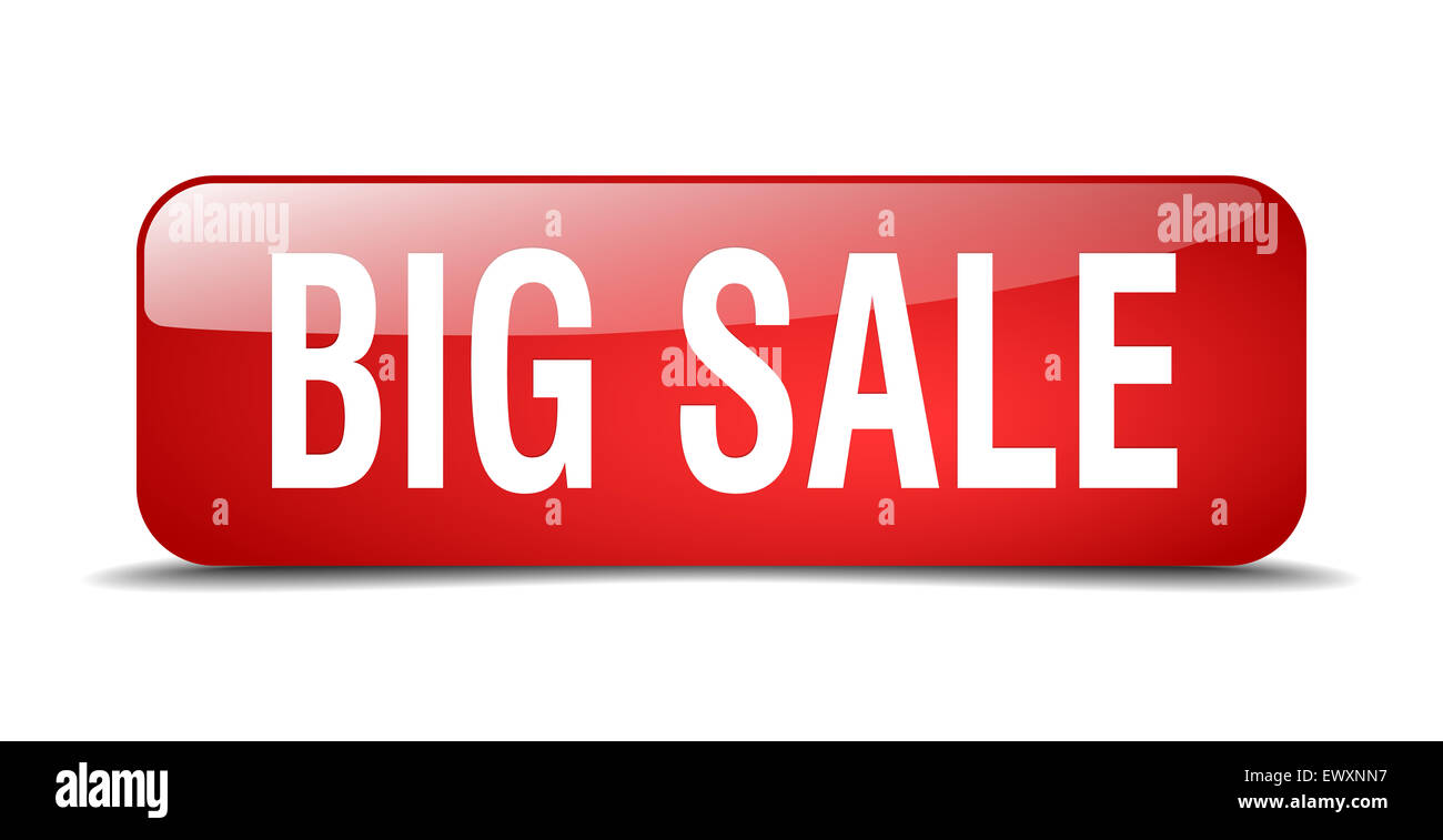 big sale red square 3d realistic isolated web button Stock Photo - Alamy