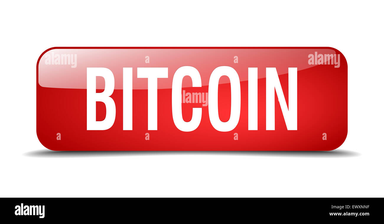 bitcoin red square 3d realistic isolated web button Stock Photo - Alamy