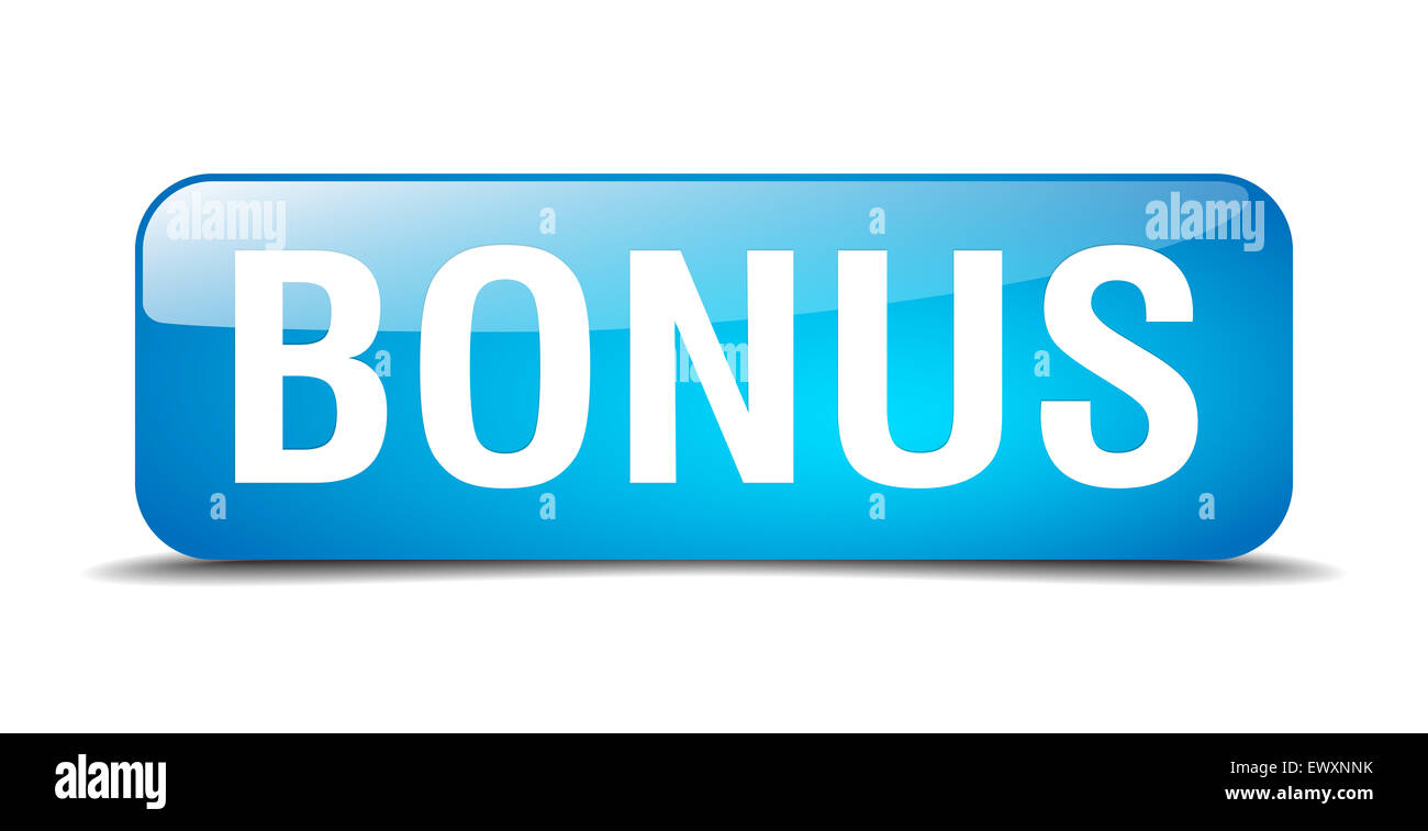 bonus blue square 3d realistic isolated web button Stock Photo - Alamy