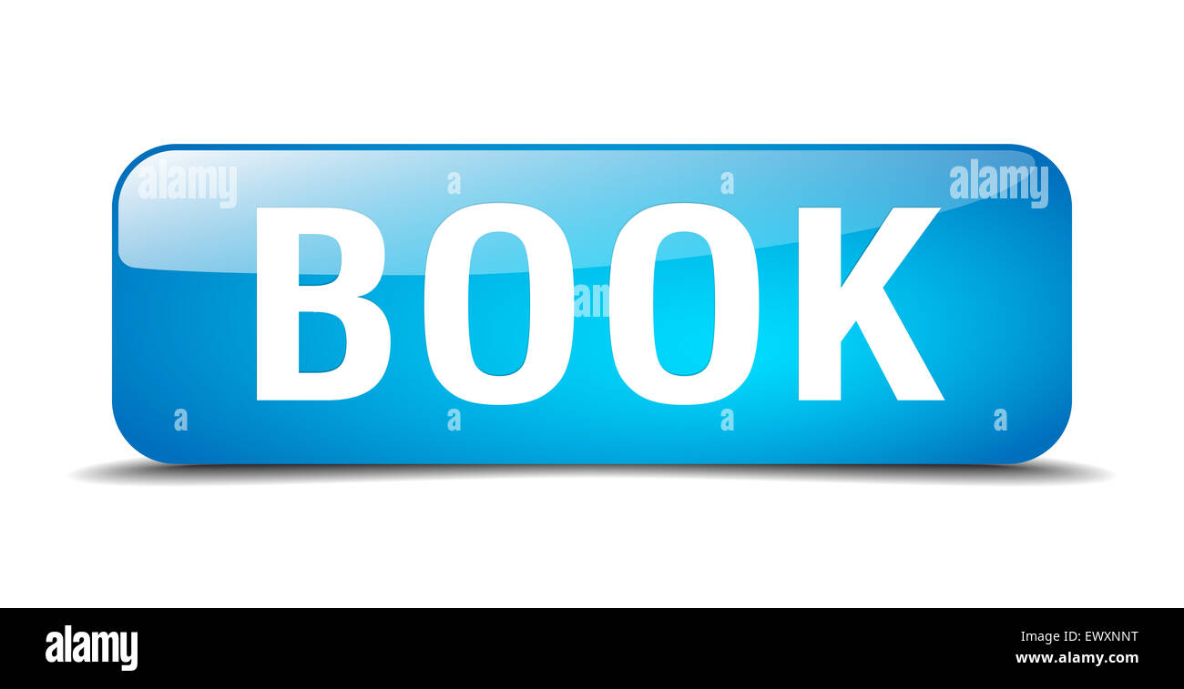 book blue square 3d realistic isolated web button Stock Photo - Alamy