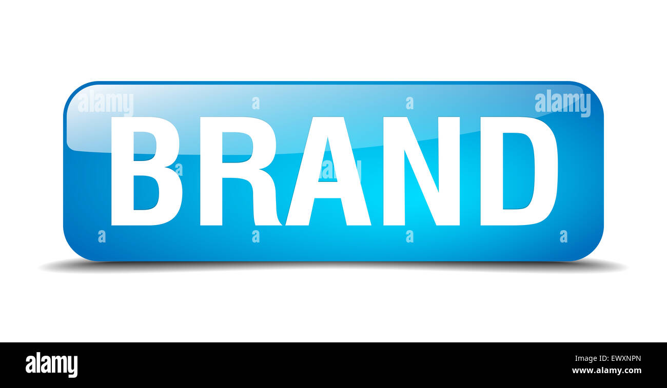 brand blue square 3d realistic isolated web button Stock Photo - Alamy