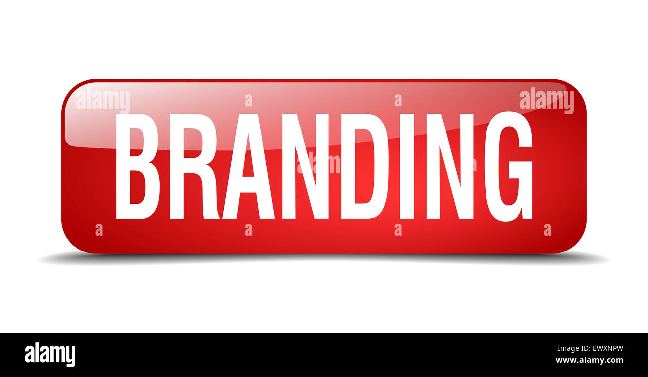 branding red square 3d realistic isolated web button Stock Photo - Alamy