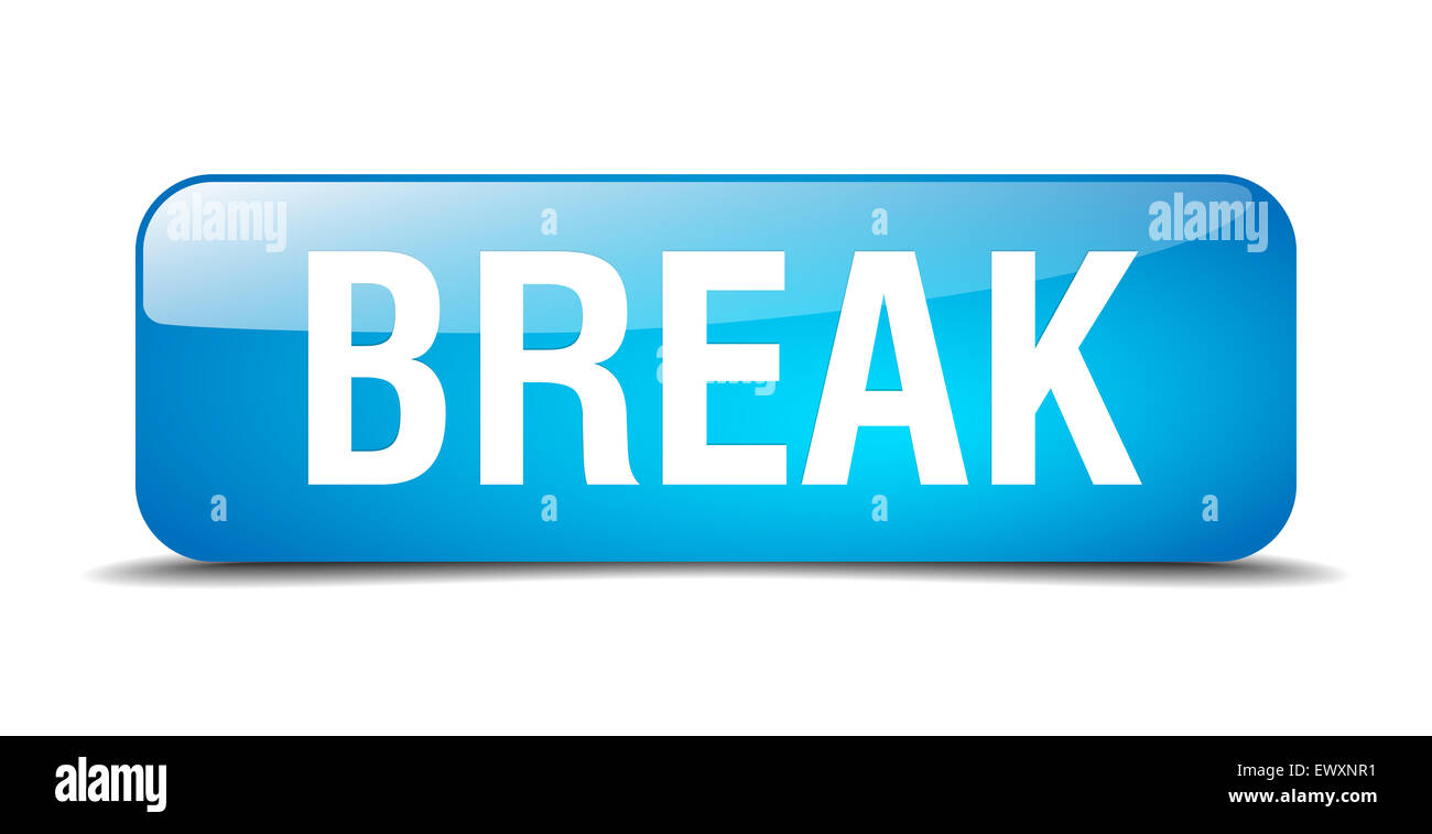 break blue square 3d realistic isolated web button Stock Photo - Alamy