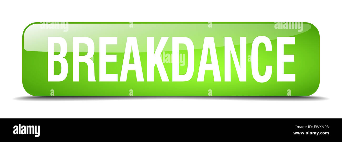 breakdance green square 3d realistic isolated web button Stock Photo ...
