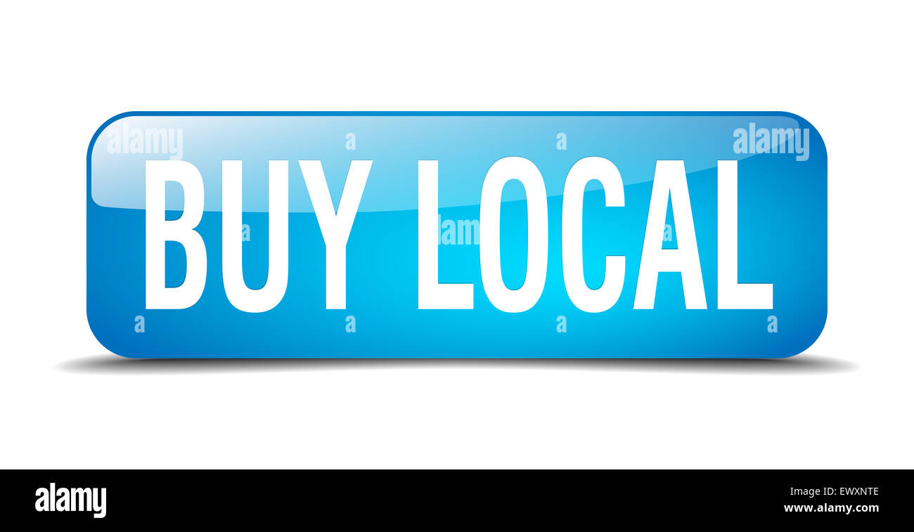 buy local blue square 3d realistic isolated web button Stock Photo - Alamy
