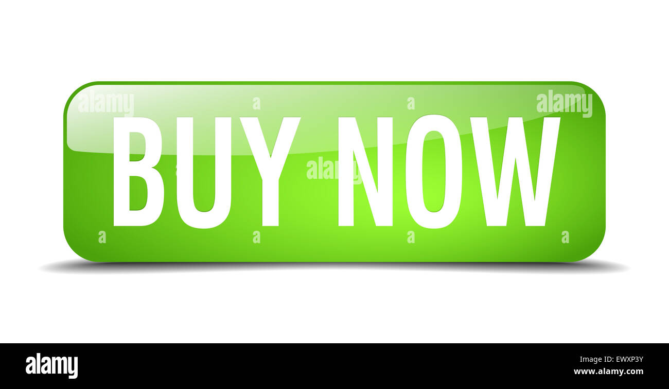 buy now green square 3d realistic isolated web button Stock Photo - Alamy