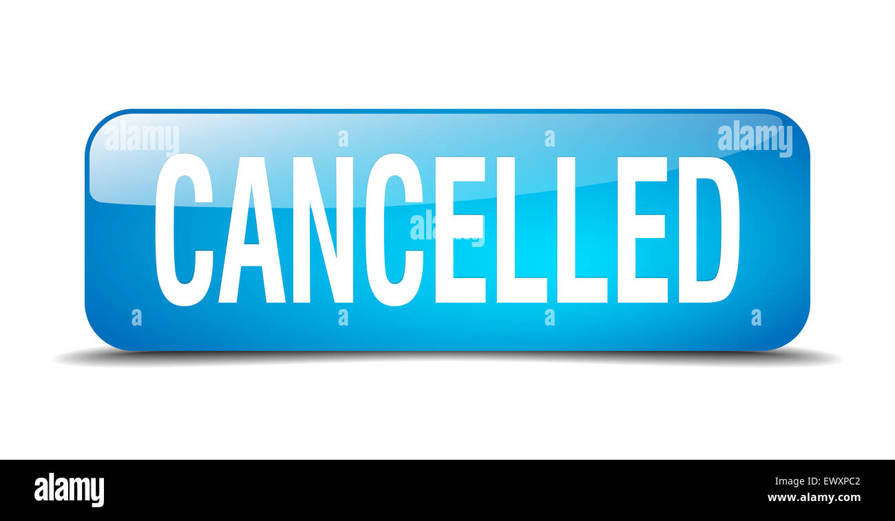 cancelled blue square 3d realistic isolated web button Stock Photo - Alamy
