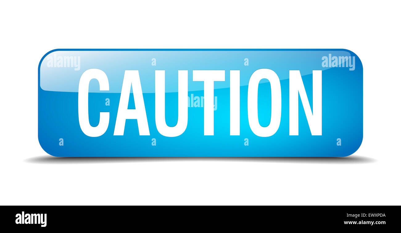 caution blue square 3d realistic isolated web button Stock Photo - Alamy