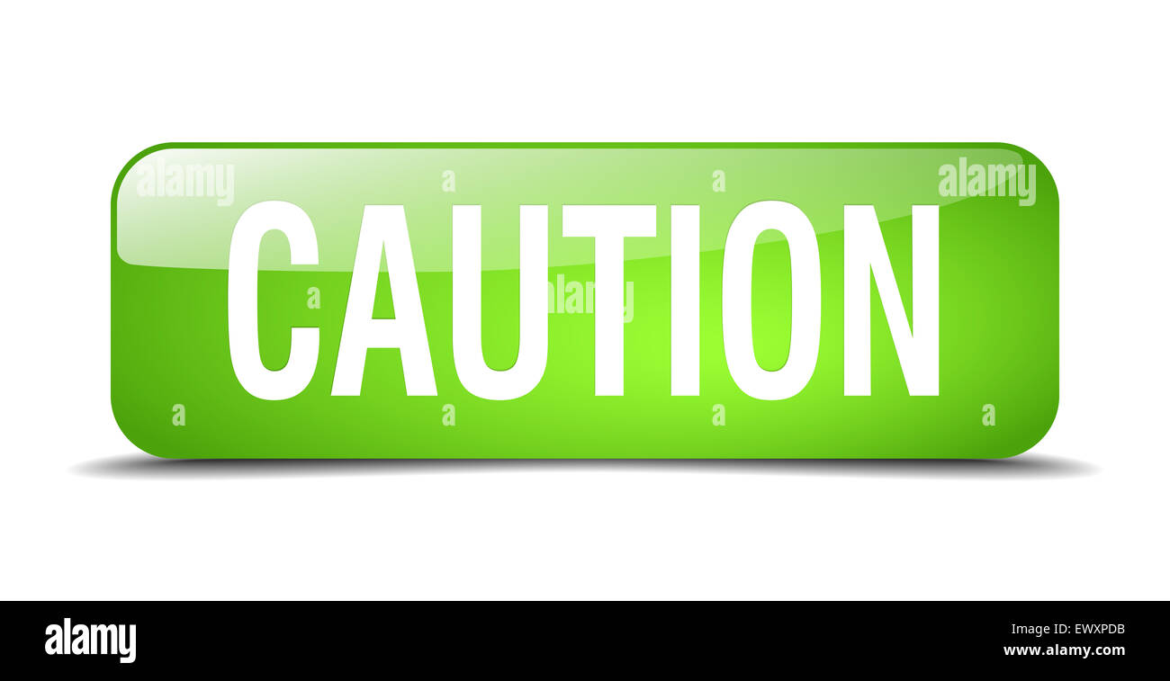 caution green square 3d realistic isolated web button Stock Photo - Alamy