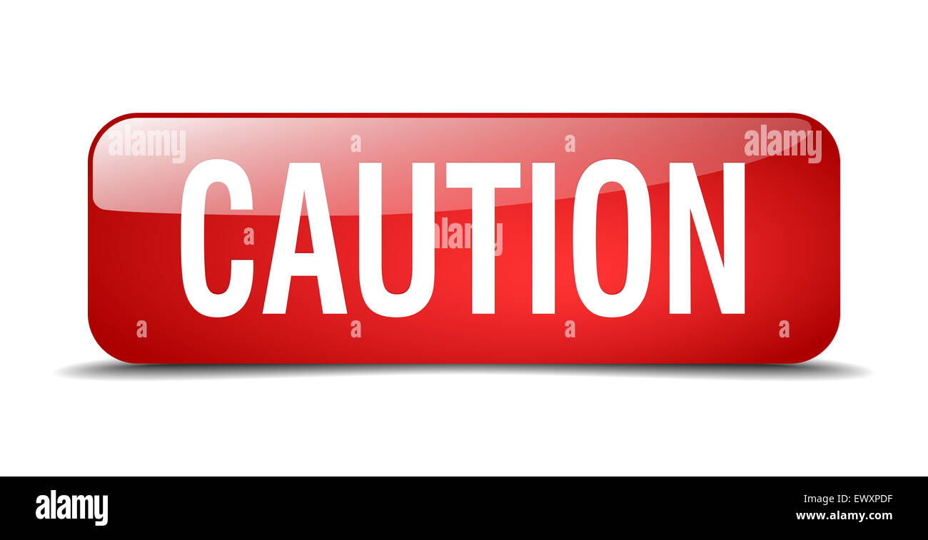 caution red square 3d realistic isolated web button Stock Photo - Alamy