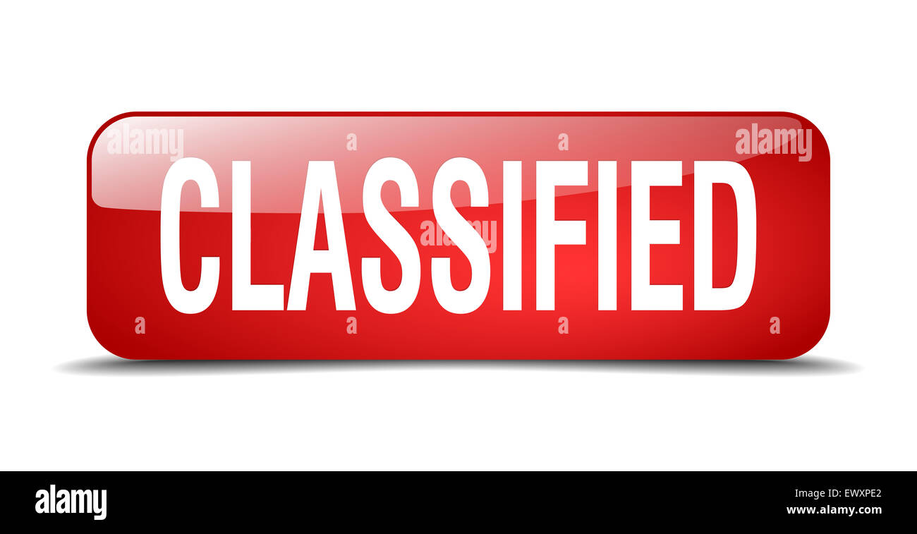 classified red square 3d realistic isolated web button Stock Photo - Alamy