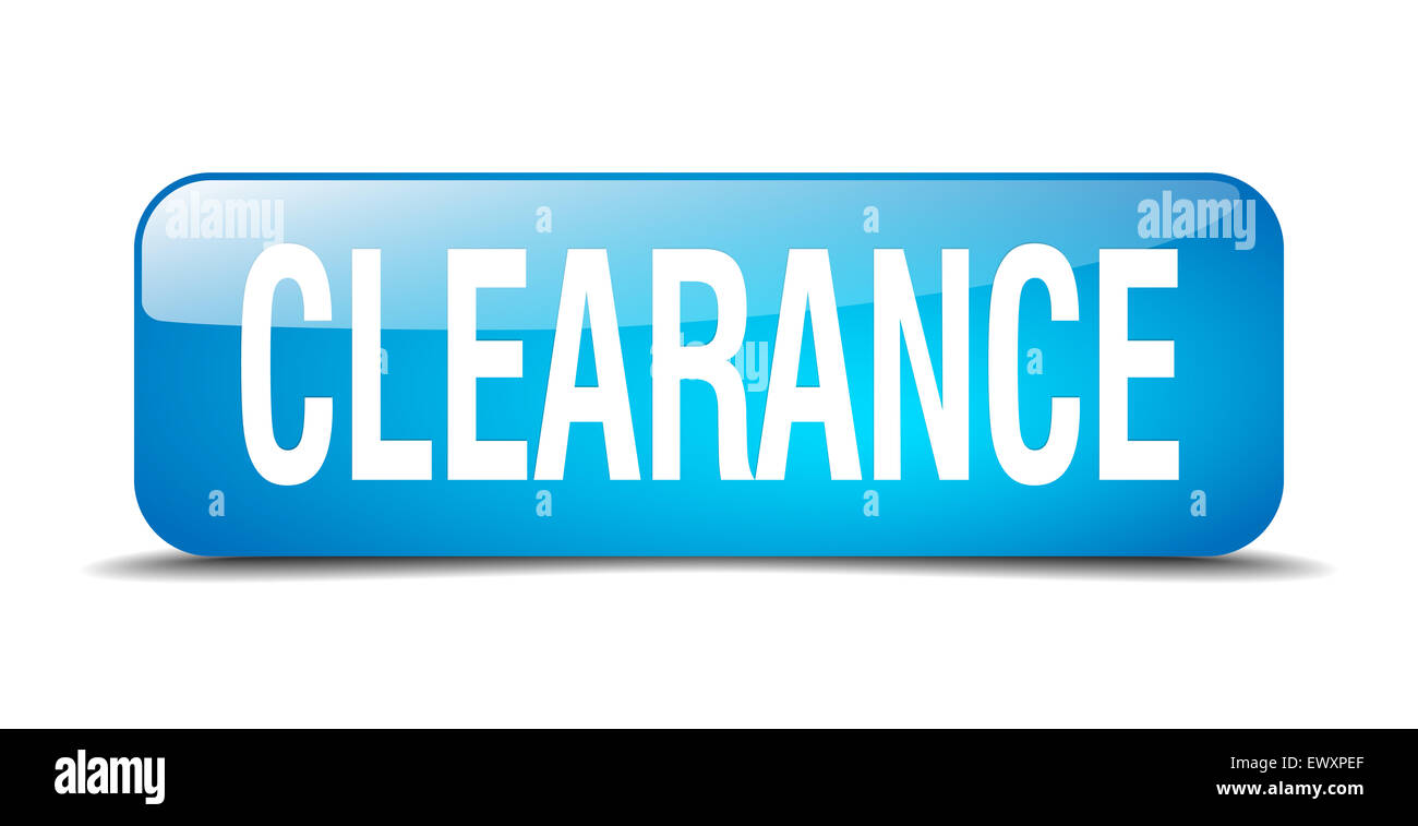 clearance blue square 3d realistic isolated web button Stock Photo - Alamy