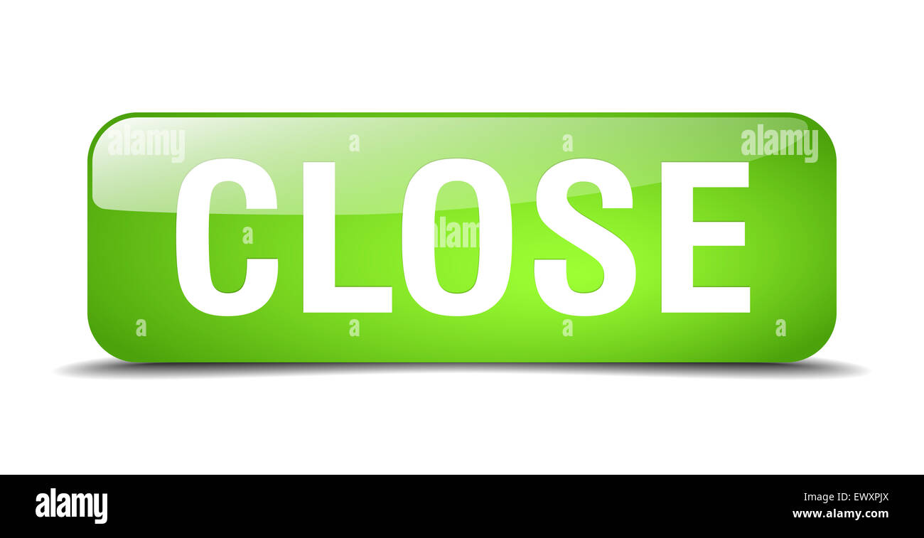 close green square 3d realistic isolated web button Stock Photo - Alamy