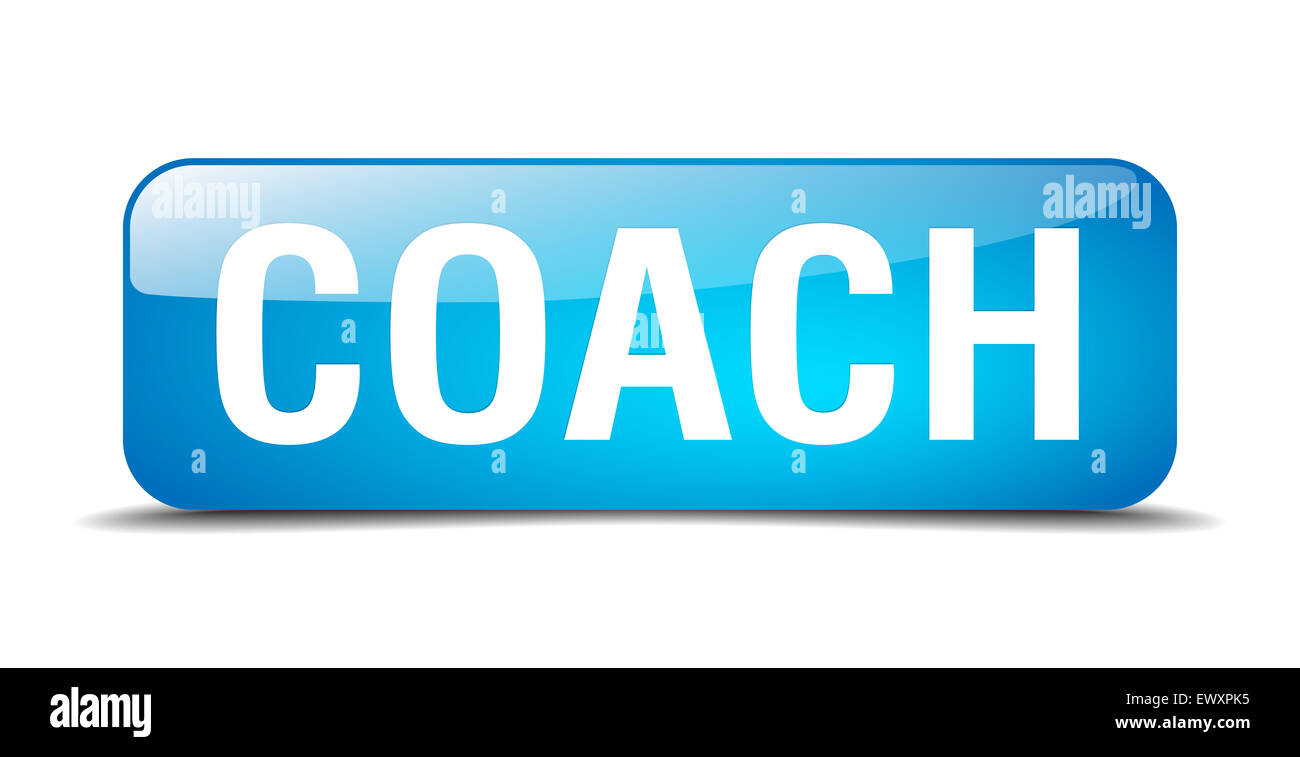 coach blue square 3d realistic isolated web button Stock Photo - Alamy