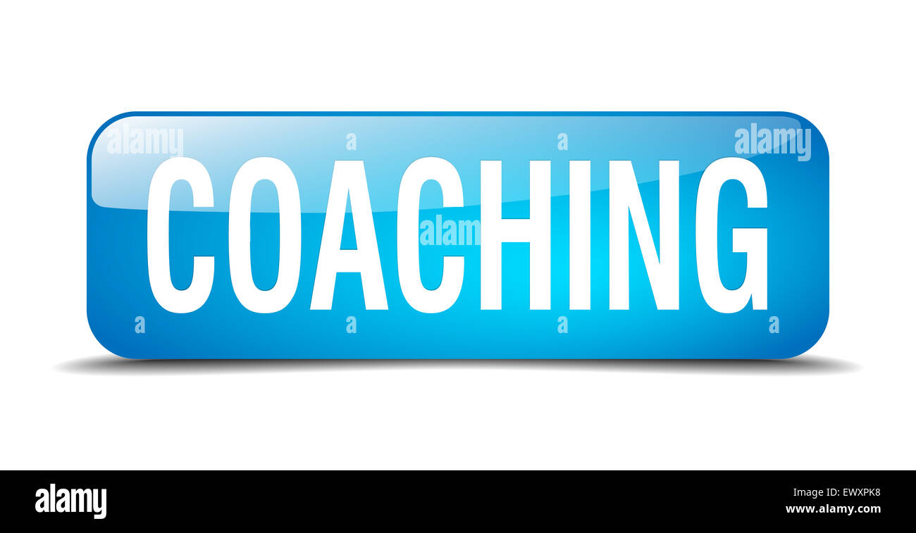 coaching blue square 3d realistic isolated web button Stock Photo - Alamy