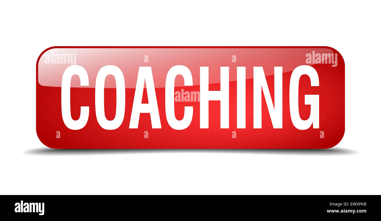 coaching red square 3d realistic isolated web button Stock Photo - Alamy