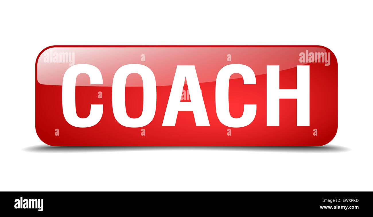 coach red square 3d realistic isolated web button Stock Photo - Alamy