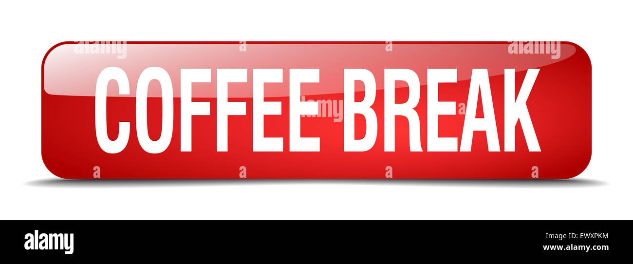 coffee break red square 3d realistic isolated web button Stock Photo ...