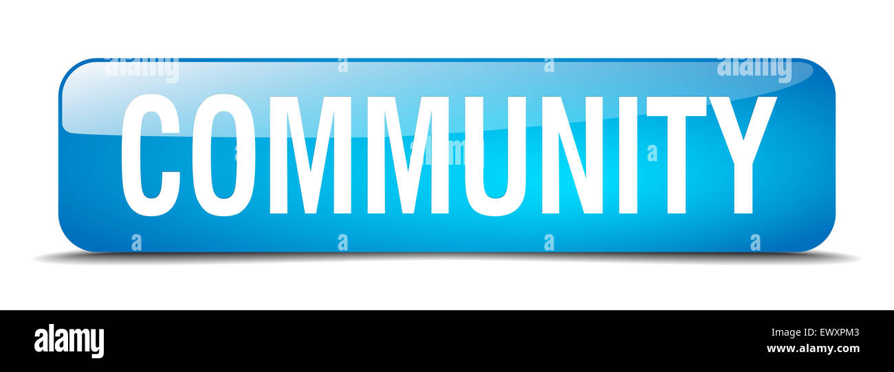 community blue square 3d realistic isolated web button Stock Photo - Alamy