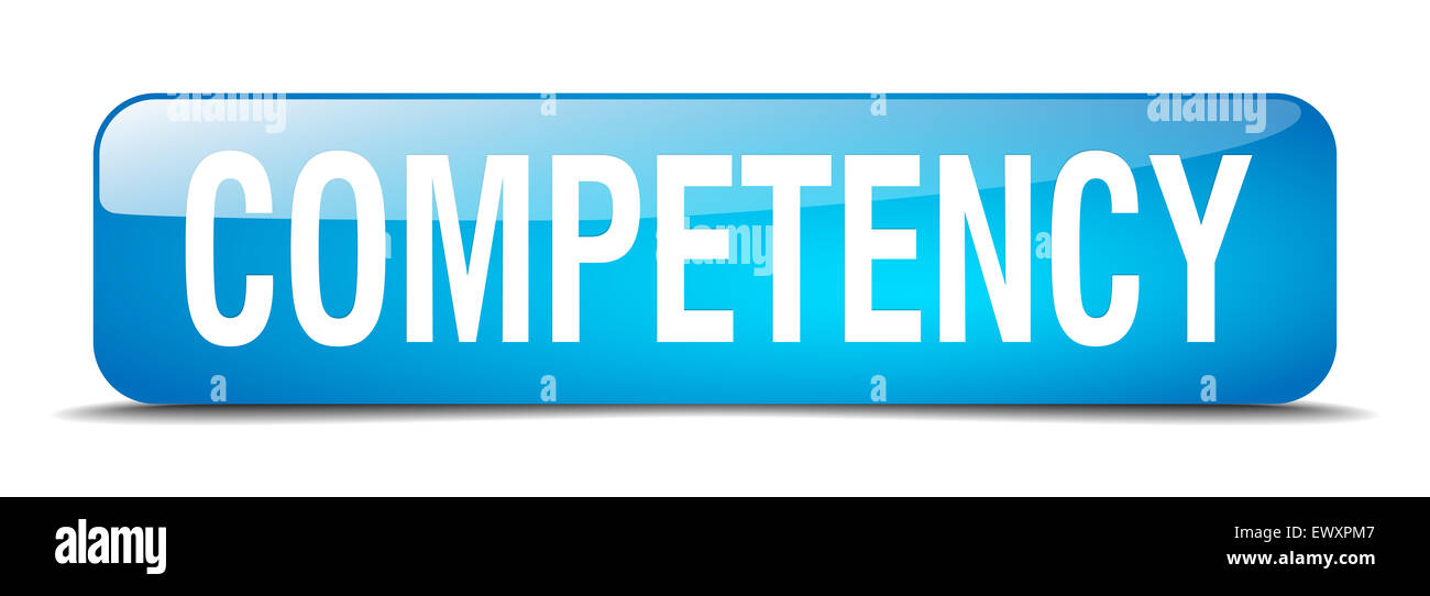 competency blue square 3d realistic isolated web button Stock Photo - Alamy