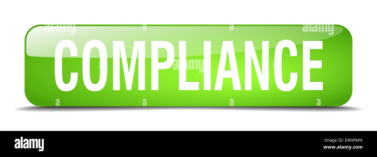 compliance green square 3d realistic isolated web button Stock Photo ...