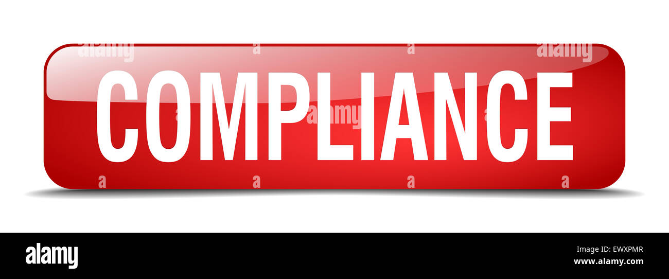 compliance red square 3d realistic isolated web button Stock Photo - Alamy