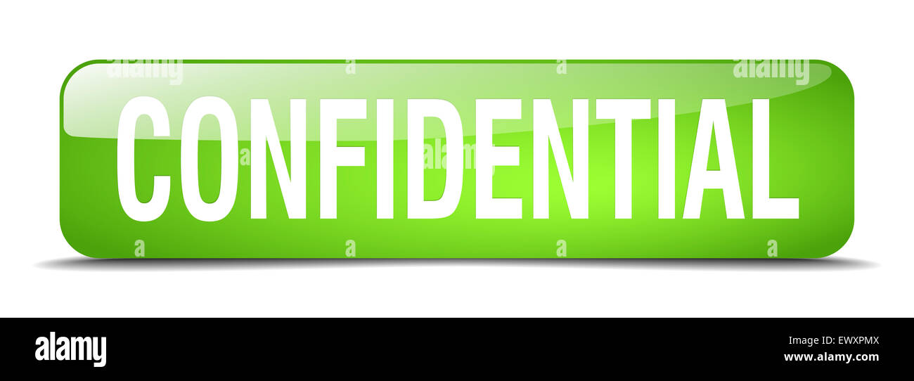 confidential green square 3d realistic isolated web button Stock Photo ...
