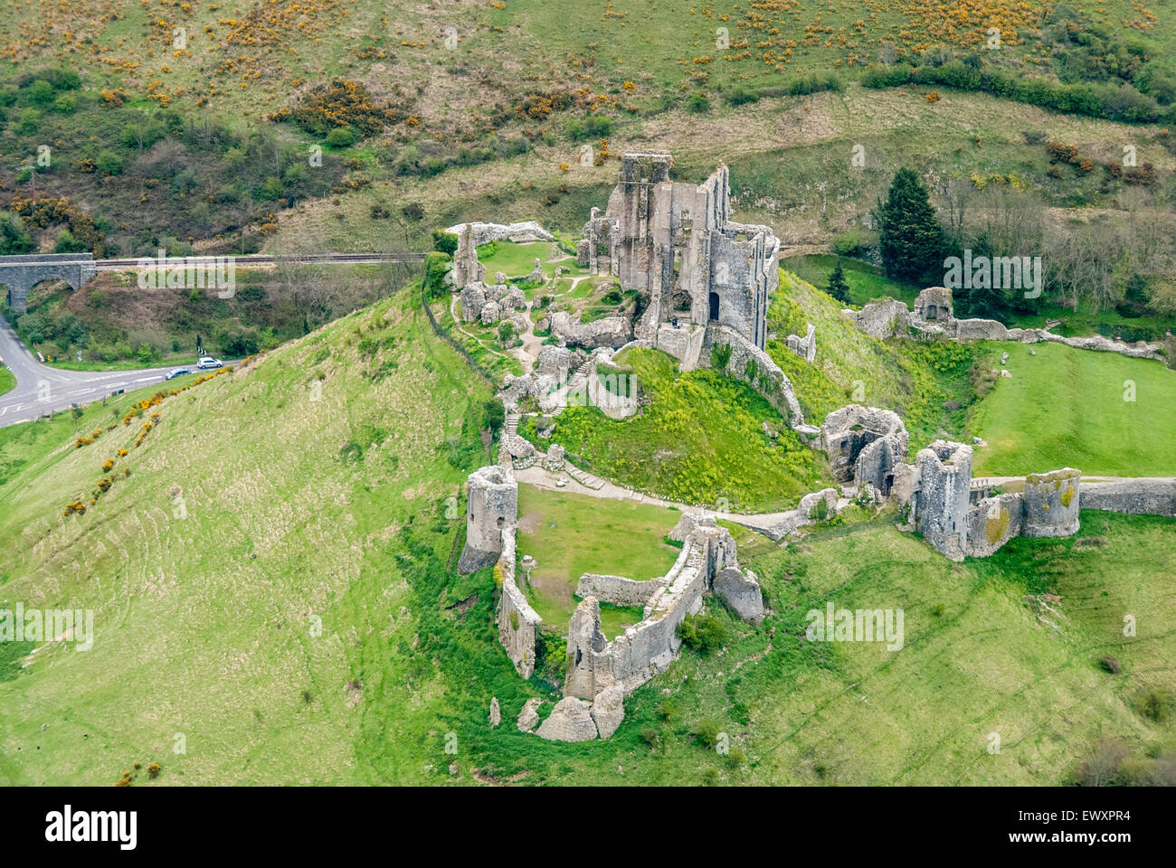 Aerial images of Corfe Castle Dorset United Kingdom Stock Photo - Alamy
