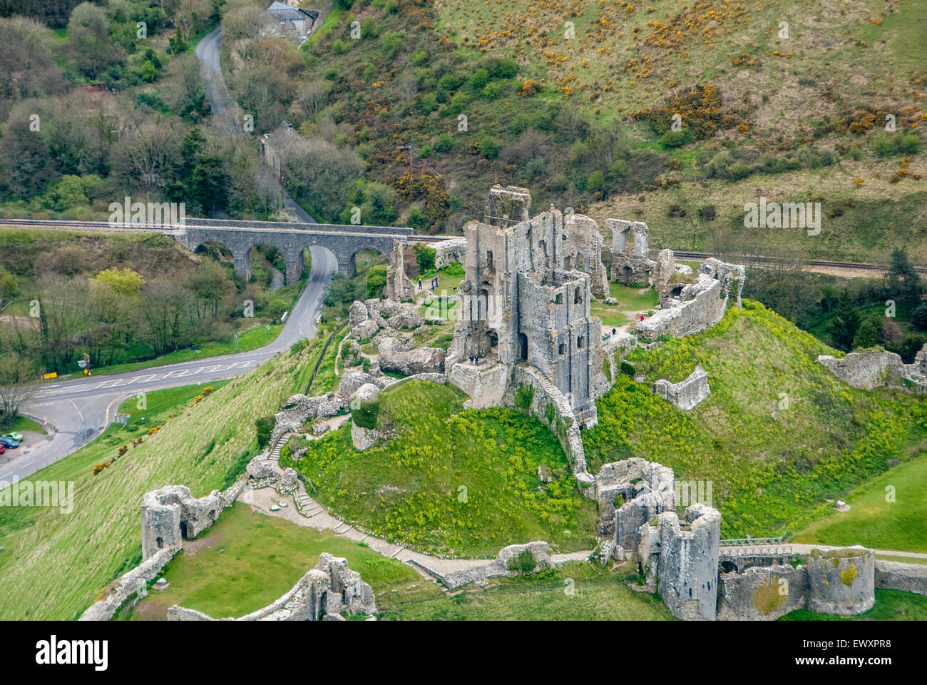 Aerial images of Corfe Castle Dorset United Kingdom Stock Photo - Alamy