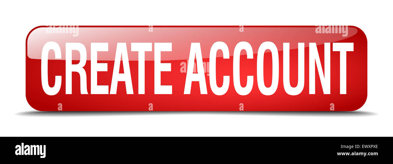 create account red square 3d realistic isolated web button Stock Photo ...