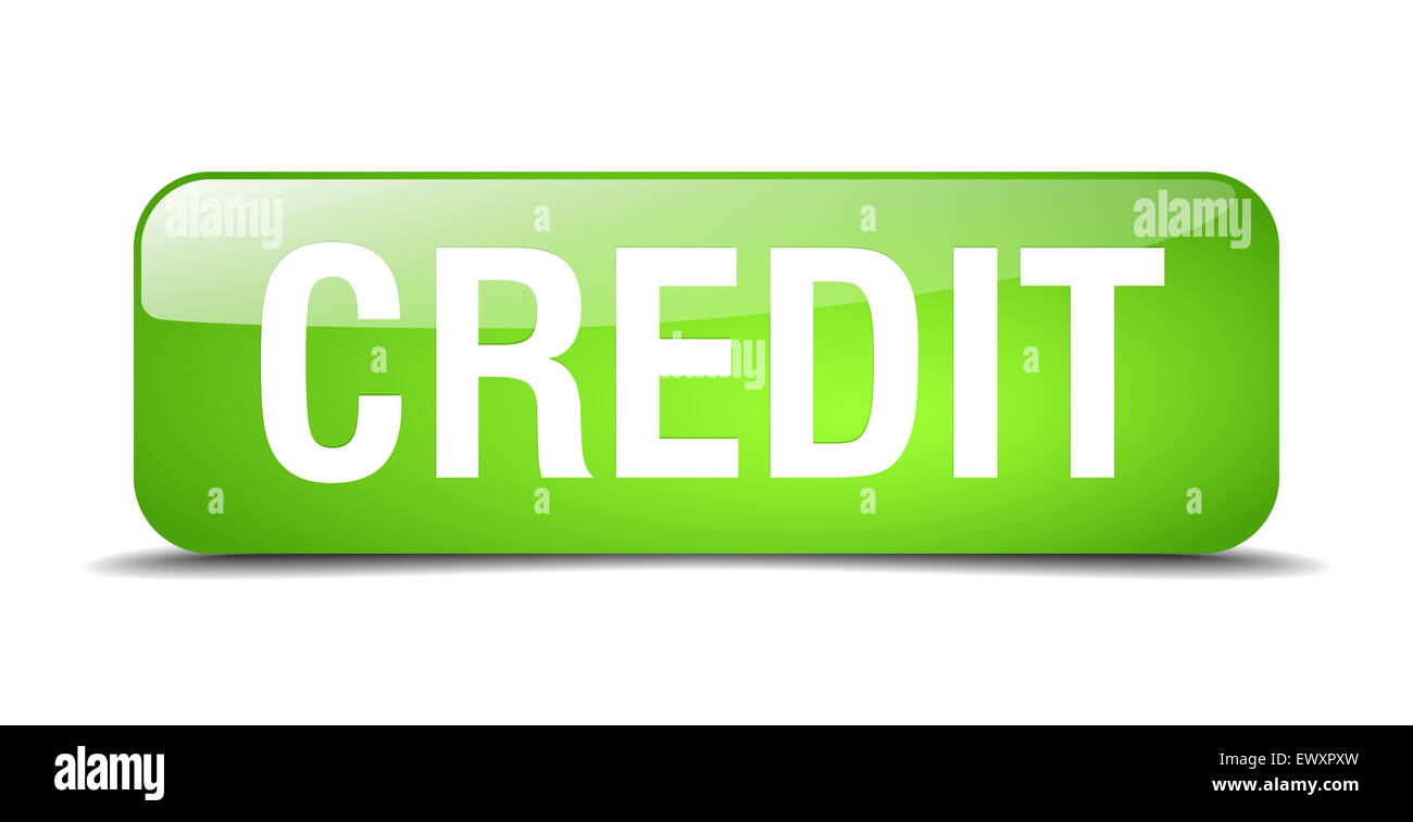 credit green square 3d realistic isolated web button Stock Photo - Alamy