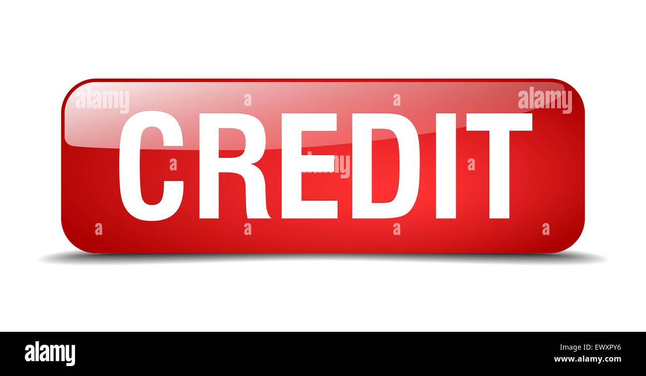 credit red square 3d realistic isolated web button Stock Photo - Alamy