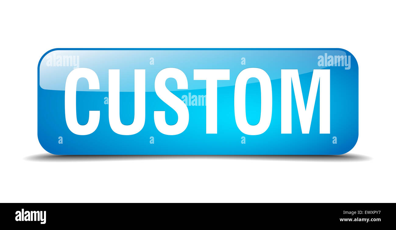 custom blue square 3d realistic isolated web button Stock Photo - Alamy