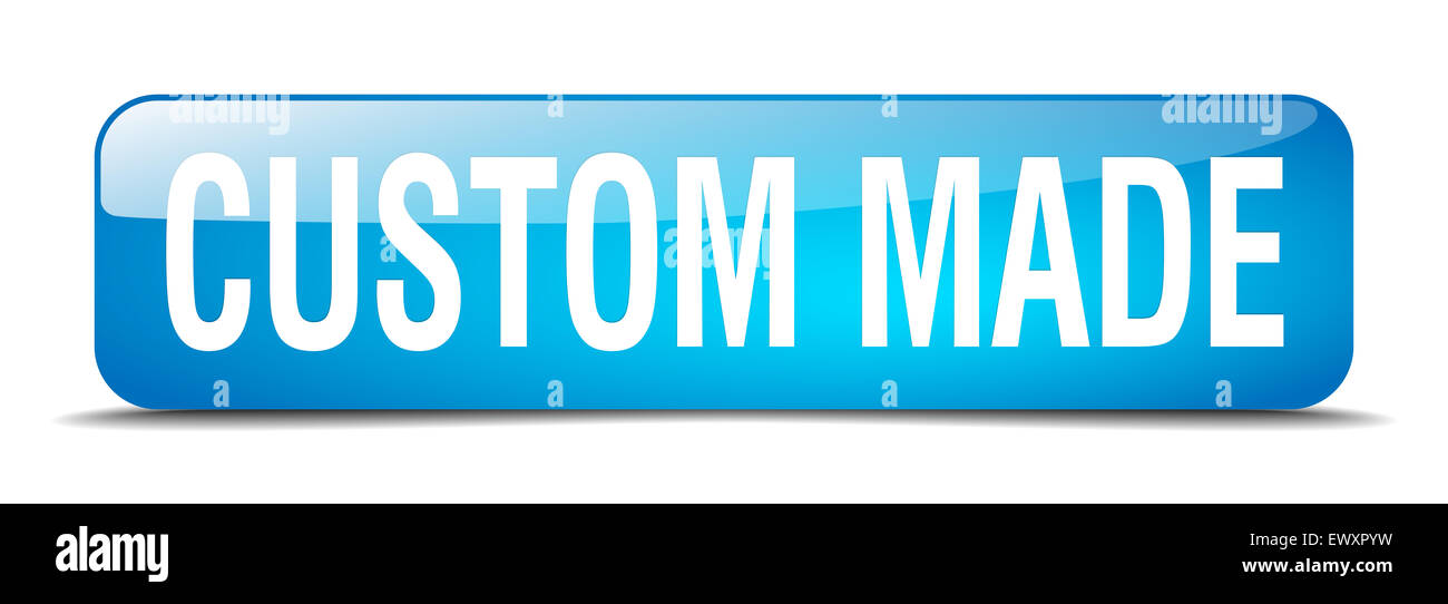 custom made blue square 3d realistic isolated web button Stock Photo - Alamy