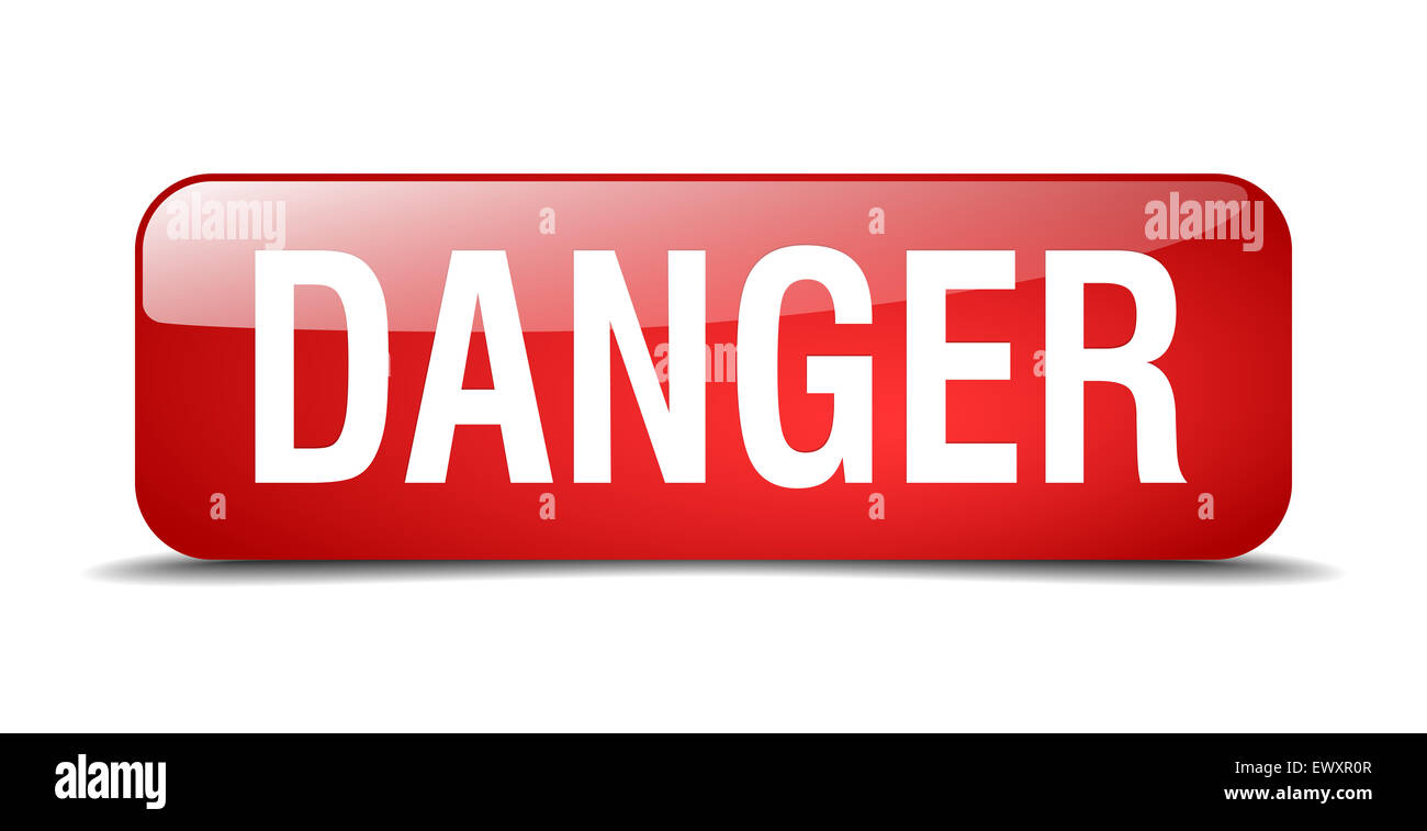 danger red square 3d realistic isolated web button Stock Photo - Alamy