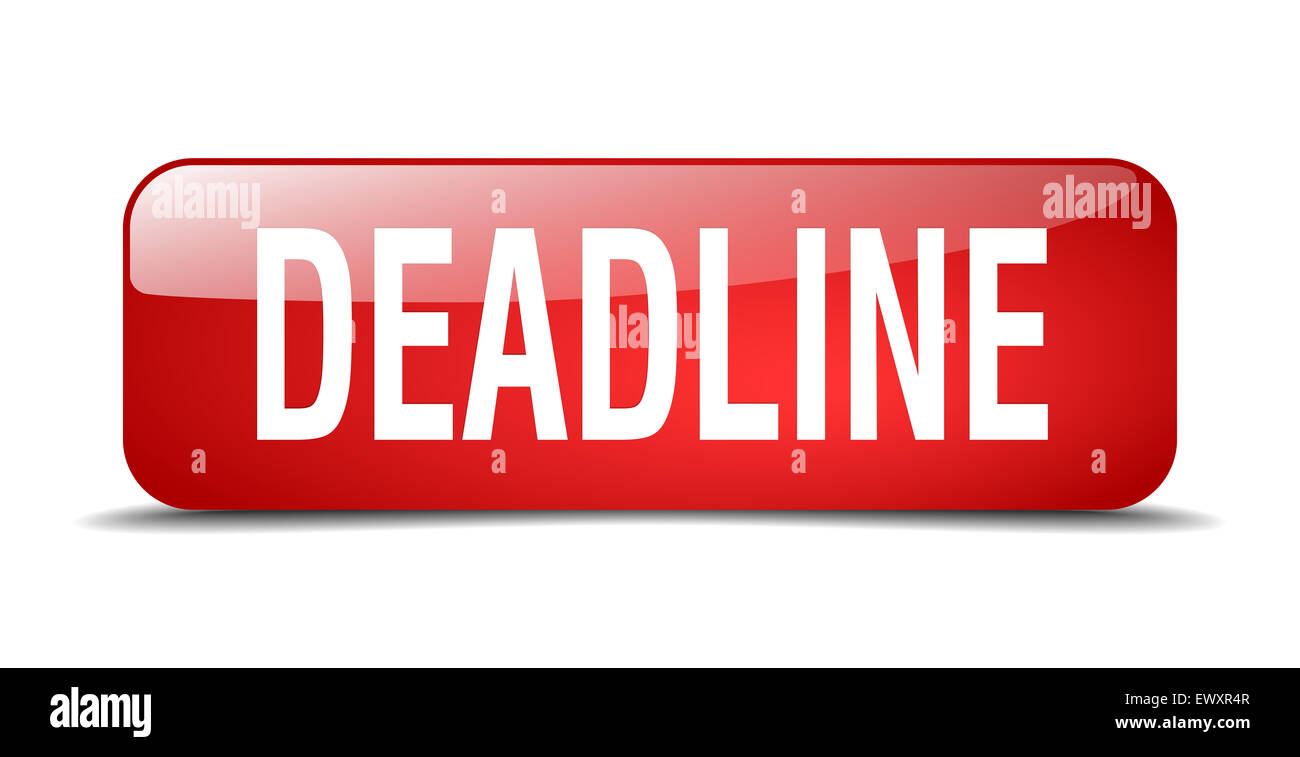 deadline red square 3d realistic isolated web button Stock Photo - Alamy