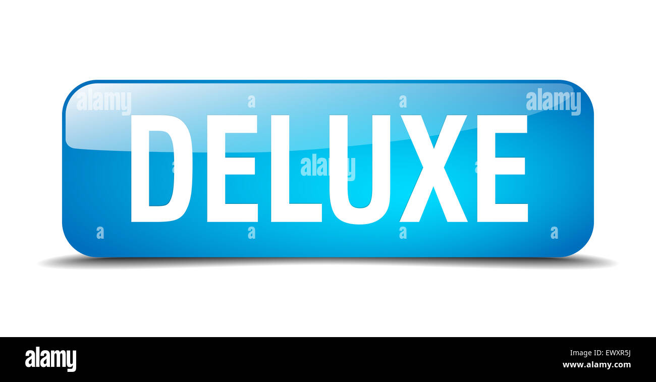 deluxe blue square 3d realistic isolated web button Stock Photo - Alamy