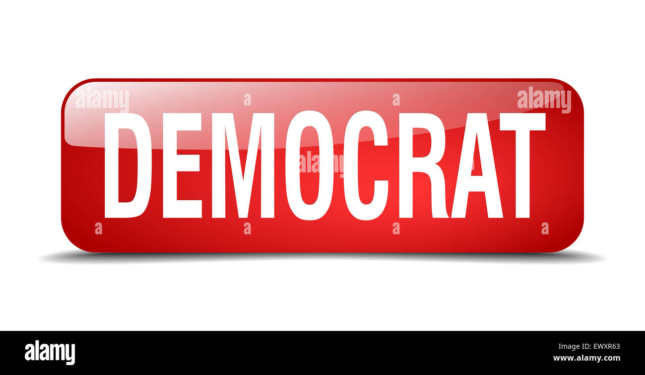 democrat red square 3d realistic isolated web button Stock Photo - Alamy