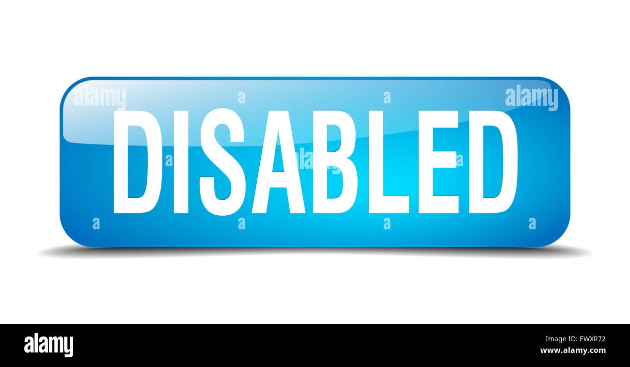 disabled blue square 3d realistic isolated web button Stock Photo - Alamy