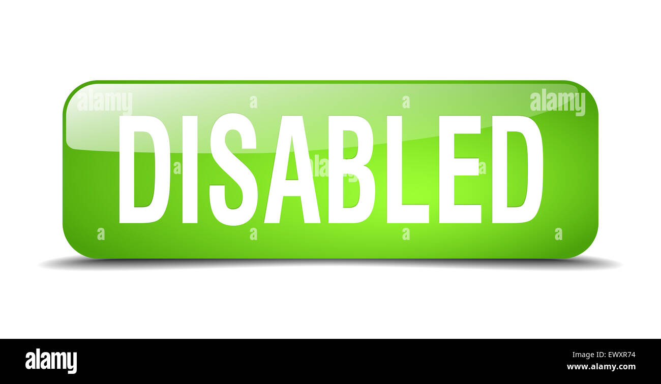 disabled green square 3d realistic isolated web button Stock Photo - Alamy